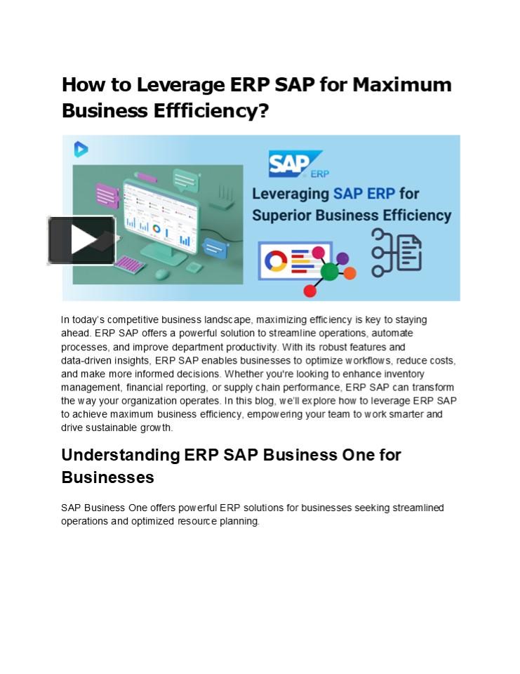 SAP ERP: The Key to Enhanced Business Productivity presentation | free ...