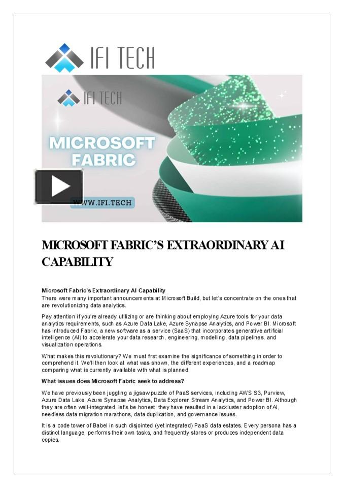 Microsoft fabric’s Extraordinary ai capability presentation | free to ...
