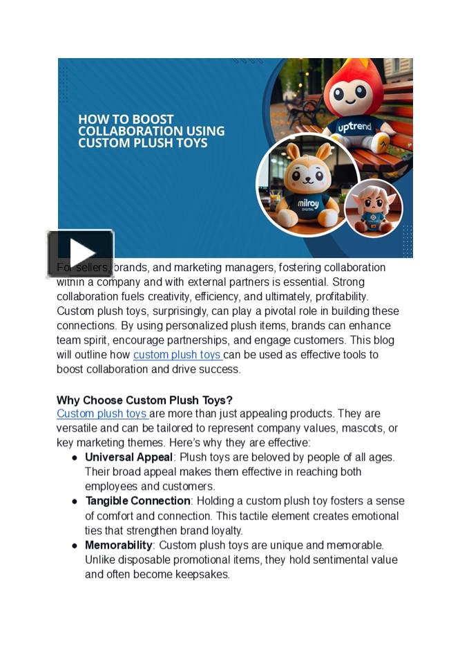 How to Boost Collaboration Using Custom Plush Toys presentation | free ...