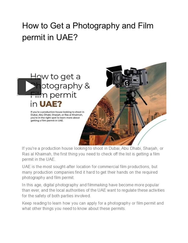 How to Get a Photography and Film permit in UAE? presentation | free to ...