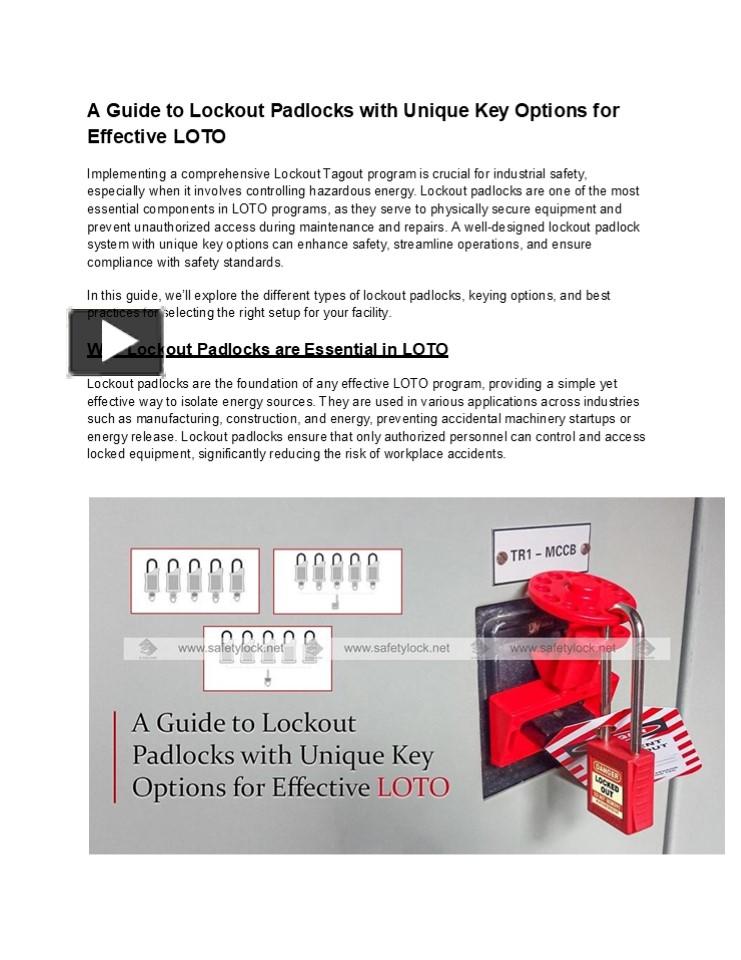 PPT – A Guide to Lockout Padlocks with Unique Key Options for Effective ...