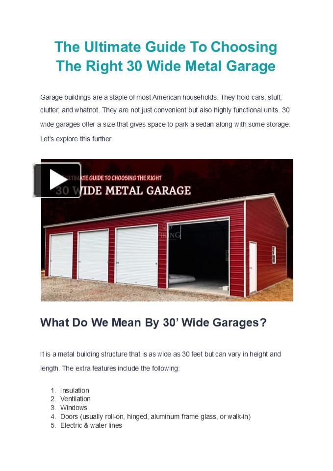 PPT – The Ultimate Guide To Choosing The Right 30 Wide Metal Garage ...