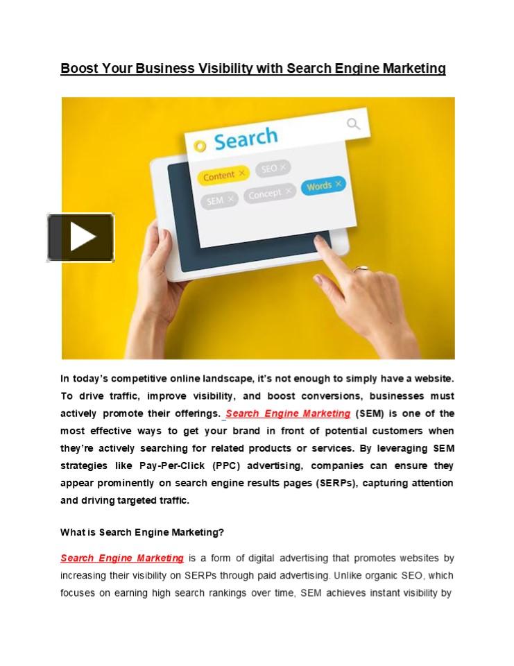 PPT – Boost Your Business Visibility with Search Engine Marketing ...