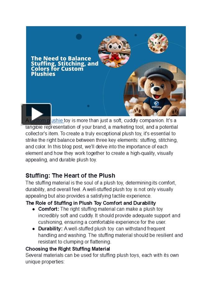 PPT – The Need To Balance Stuffing, Stitching, and Colors For Custom ...
