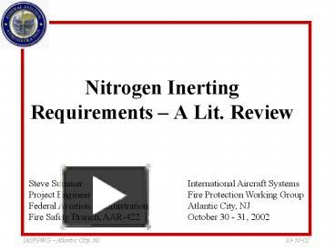 Nitrogen Inerting Requirements A Lit. Review presentation | free to ...