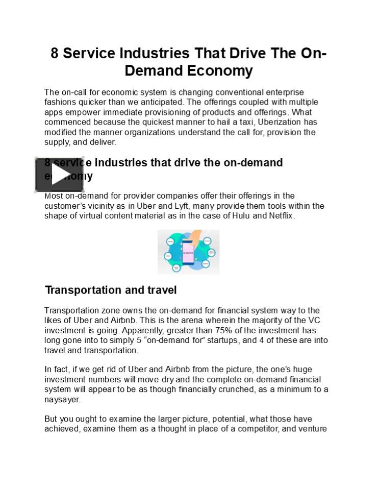 PPT – 8 Service Industries That Drive The On-Demand Economy PowerPoint ...