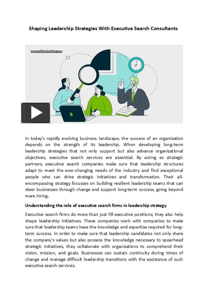 Shaping Leadership Strategies With Executive Search Consultants ...