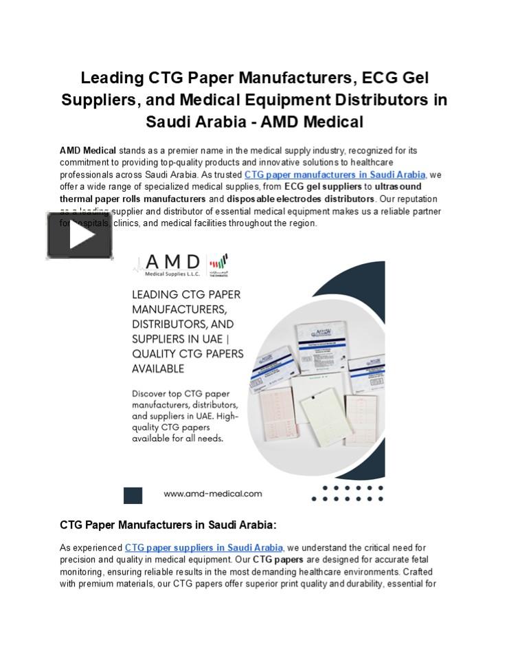 Leading CTG Paper Manufacturers, ECG Gel Suppliers, and Medical ...