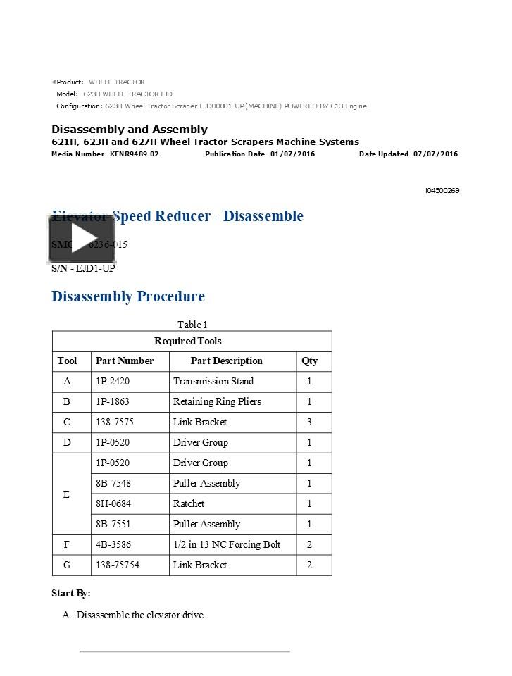 Caterpillar Cat 623H Wheel Tractor (Prefix EJD) Service Repair Manual ...