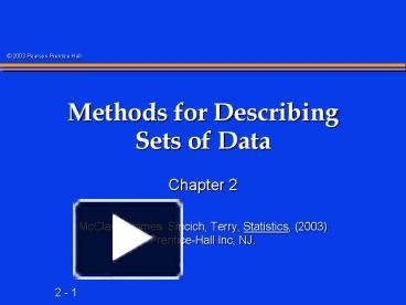 PPT – Methods for Describing Sets of Data PowerPoint presentation ...