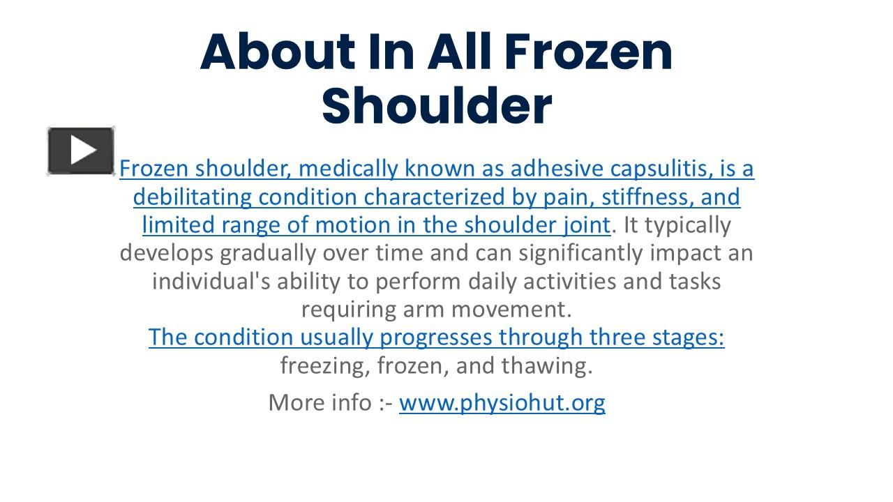 All About In Frozen Shoulder presentation | free to download