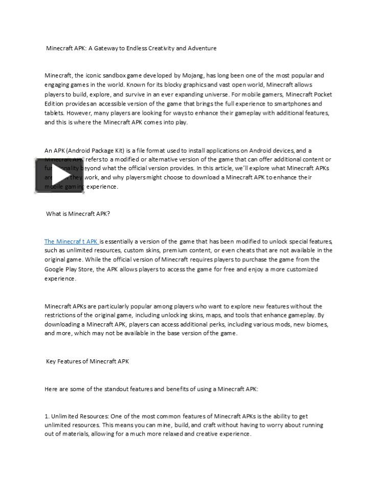 PPT – Minecraft APK: A Gateway to Endless Creativity and Adventure ...