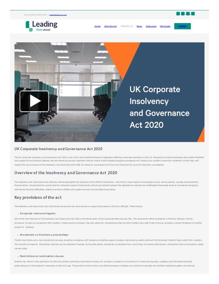 PPT – UK Corporate Insolvency and Governance Act 2020 PowerPoint ...