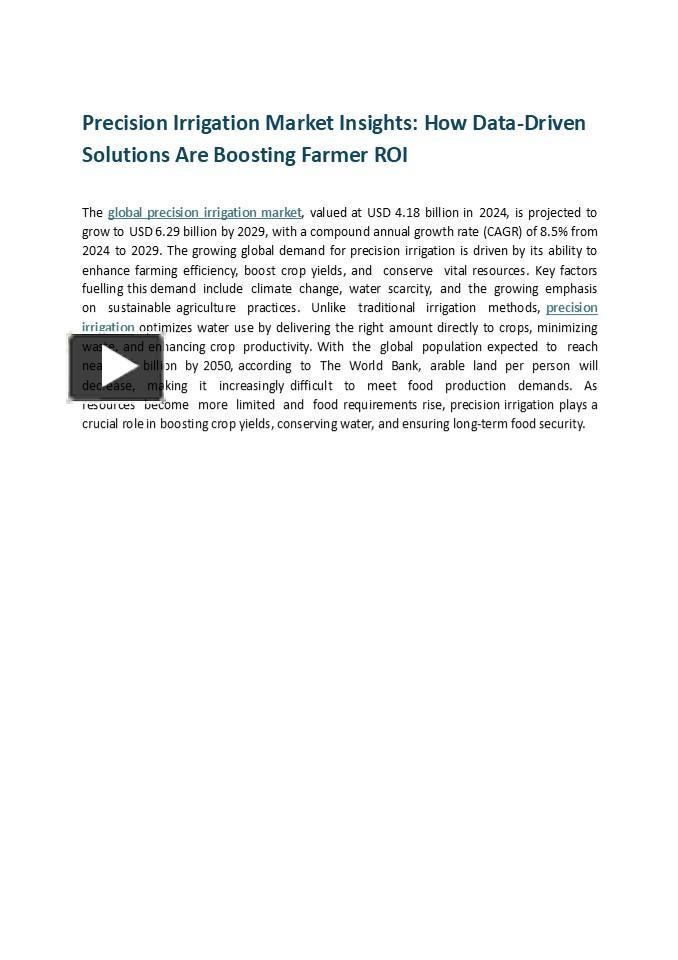 Precision Irrigation Market Insights: How Data-Driven Solutions Are ...