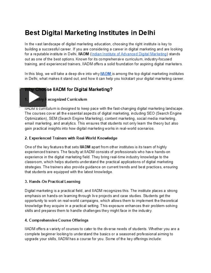 PPT – Best Digital Marketing Institutes in Delhi PowerPoint ...