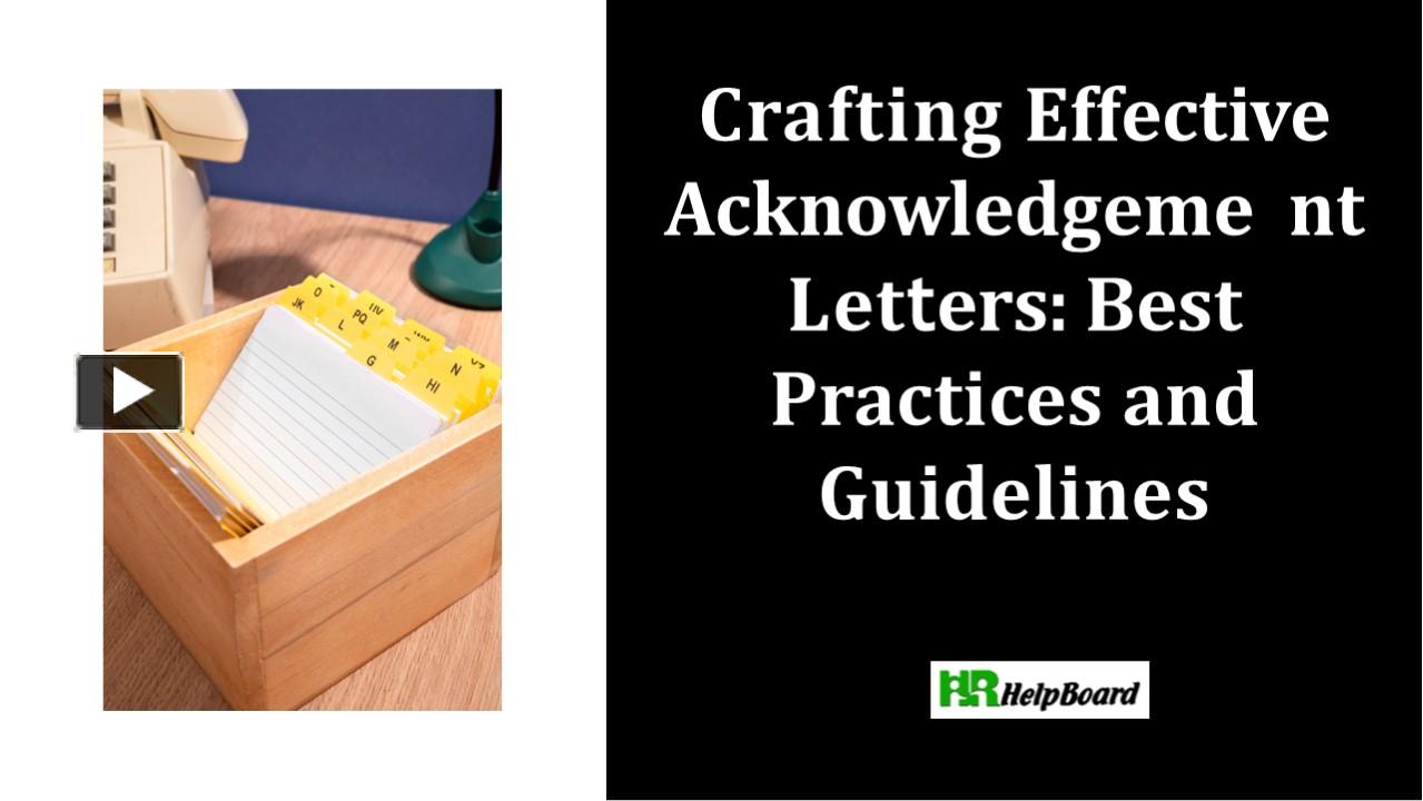 PPT – Acknowledgement Letter , Acknowledgement Format PowerPoint ...