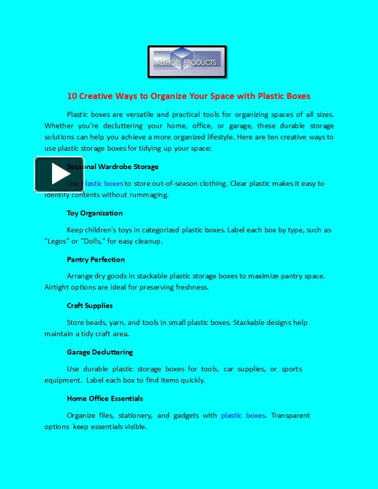 PPT – 10 Creative Ways to Organize Your Space with Plastic Boxes ...