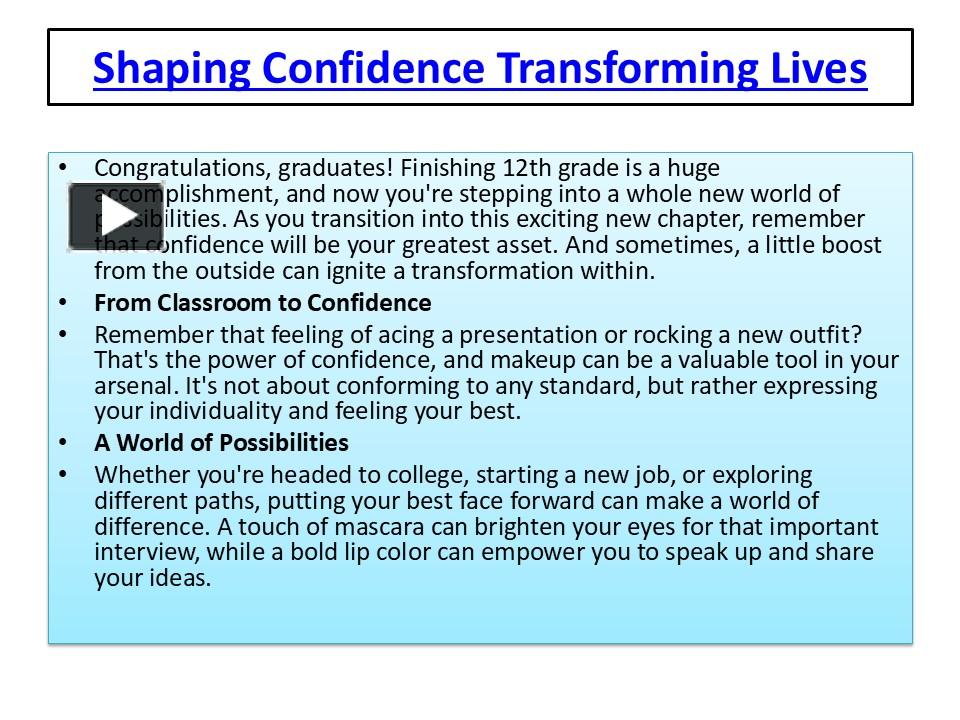 Shaping Confidence Transforming Lives presentation | free to download