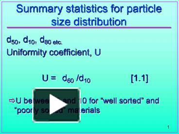 Summary statistics for particle size distribution presentation | free ...