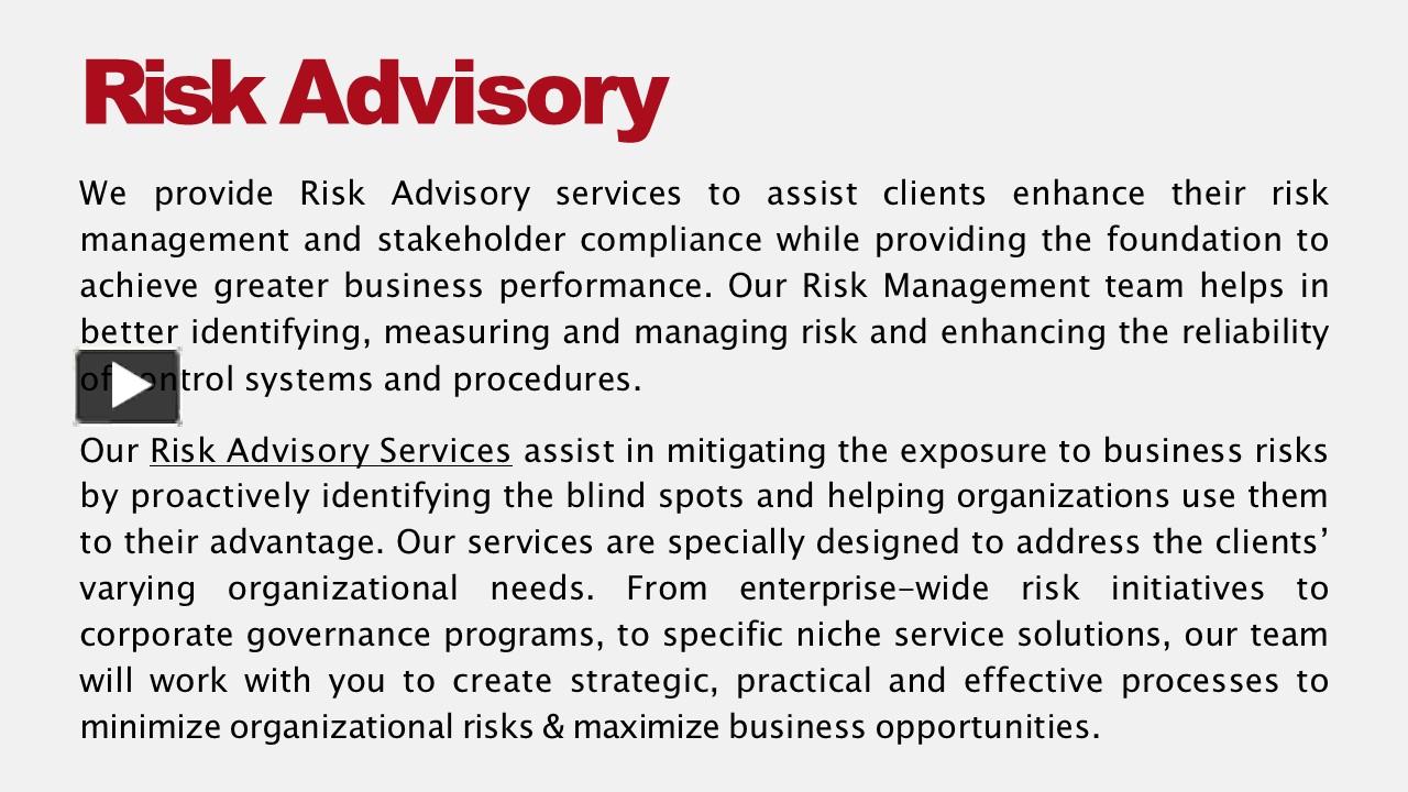 Risk Advisory Services presentation | free to download