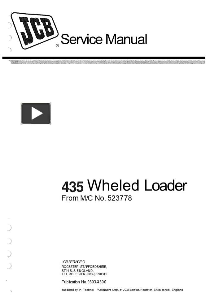 JCB 435 Wheeled Loader Service Repair Manual Instant Download ...