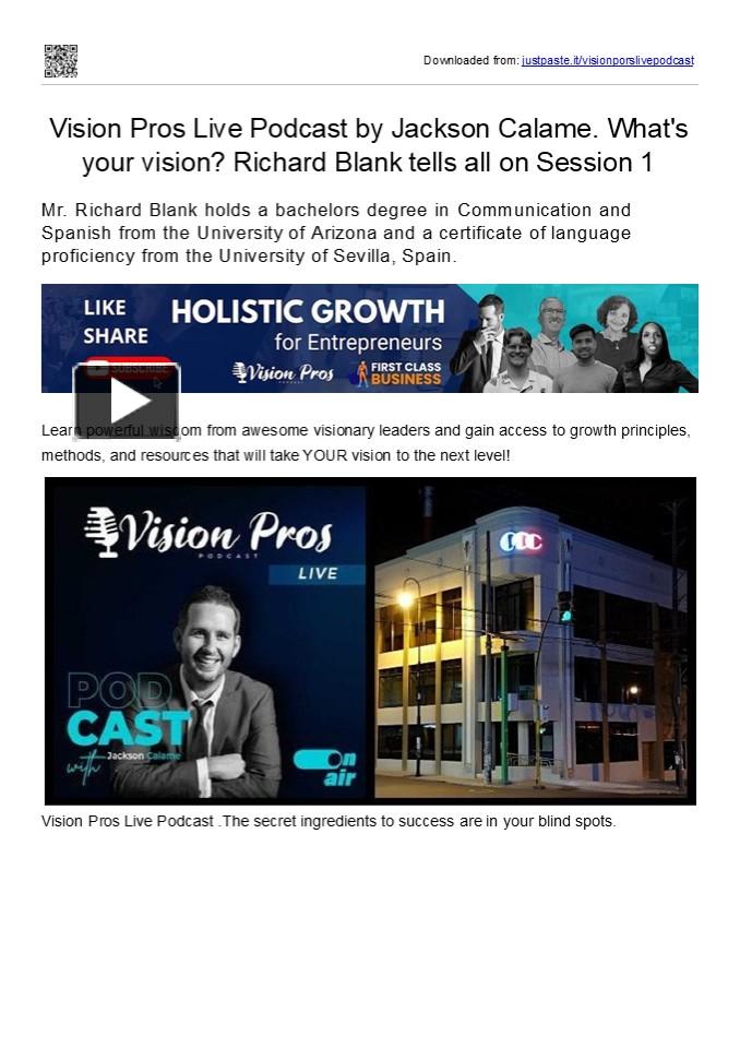 PPT – What's your vision? Richard Blank tells all on Session 1 Vision ...