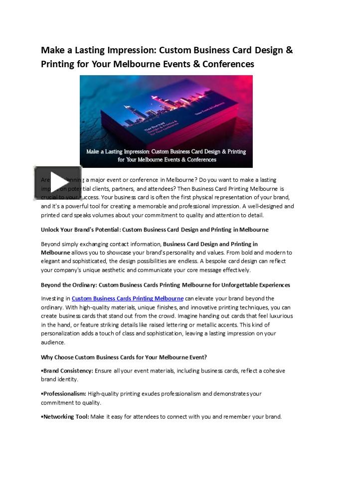PPT – Make a Lasting Impression: Custom Business Card Design & Printing ...