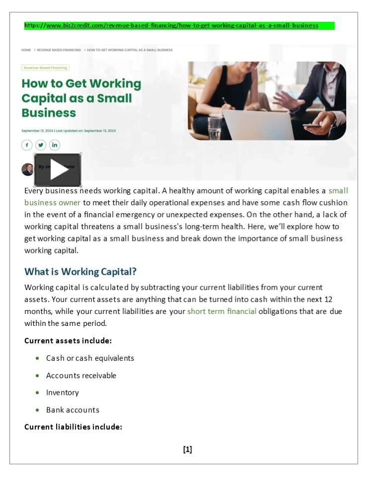 PPT – How to Get Working Capital as a Small Business PowerPoint ...