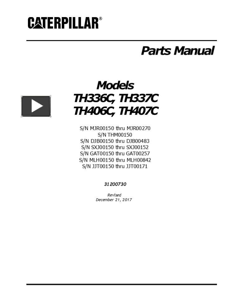 Caterpillar Cat TH406C Telehandler Parts Catalogue Manual Instant ...