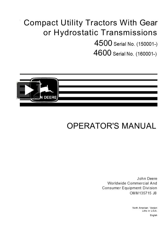 PPT – John Deere 4500 Compact Utility Tractors With Gear or Hydrostatic ...