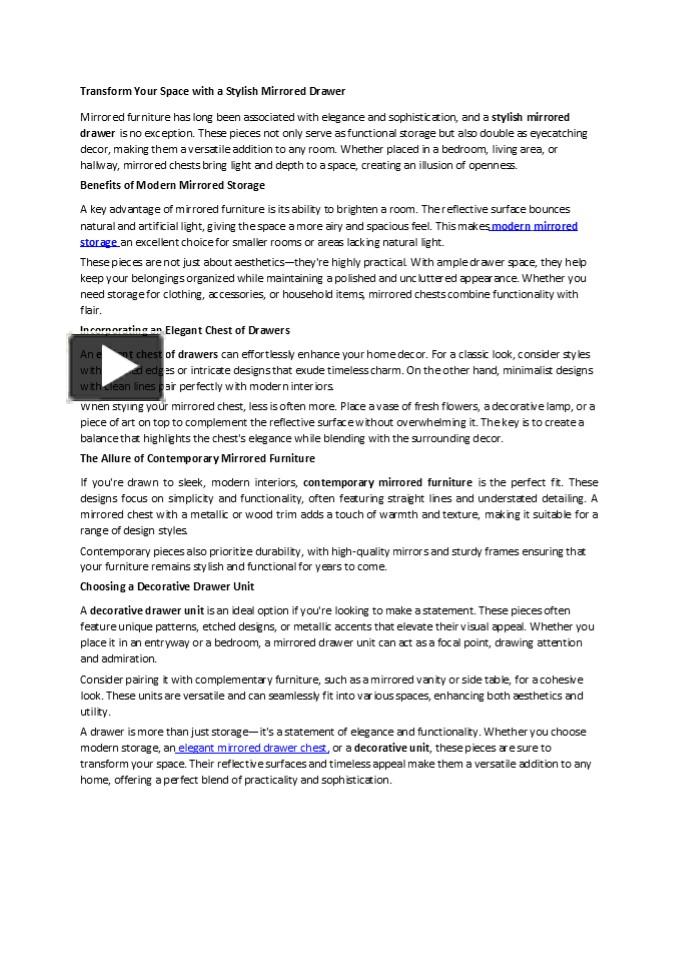 PPT – Transform Your Space with a Stylish Mirrored Drawer PowerPoint ...