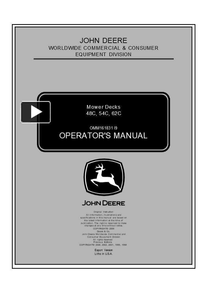 John Deere 62C Mower Decks Operator’s Manual Instant Download ...
