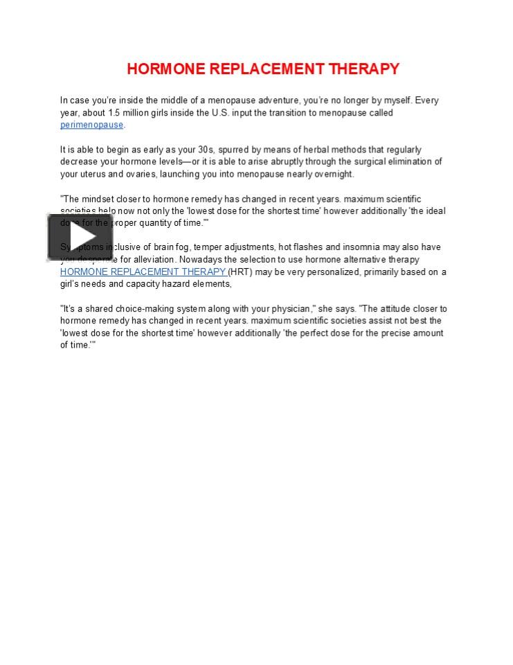 PPT – Hormone Replacement Therapy PowerPoint presentation | free to ...