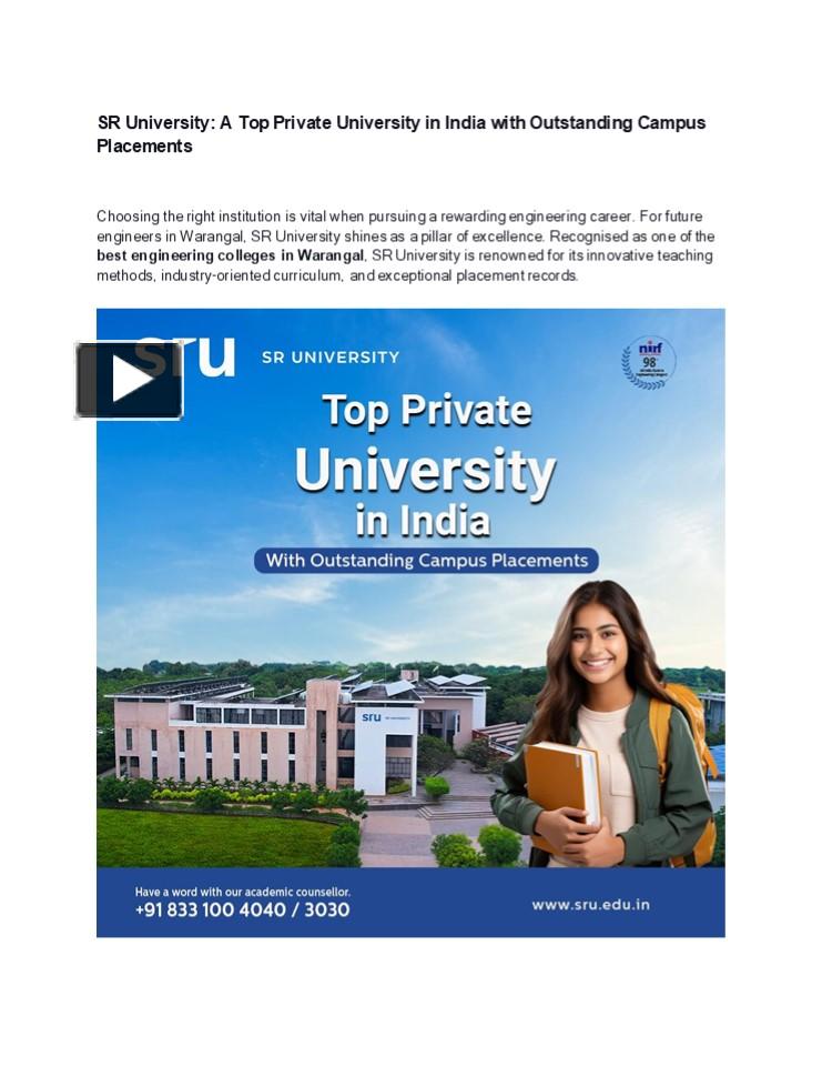 SR University: A Top Private University in India with Outstanding ...