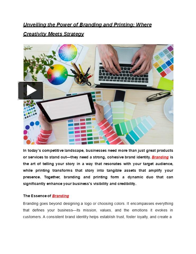 PPT – Unveiling the Power of Branding and Printing: Where Creativity ...