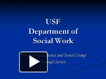 USF Department of Social Work presentation | free to view