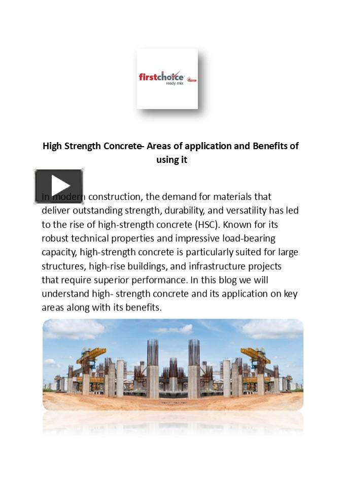 High Strength Concrete: Applications and Key Benefits presentation ...