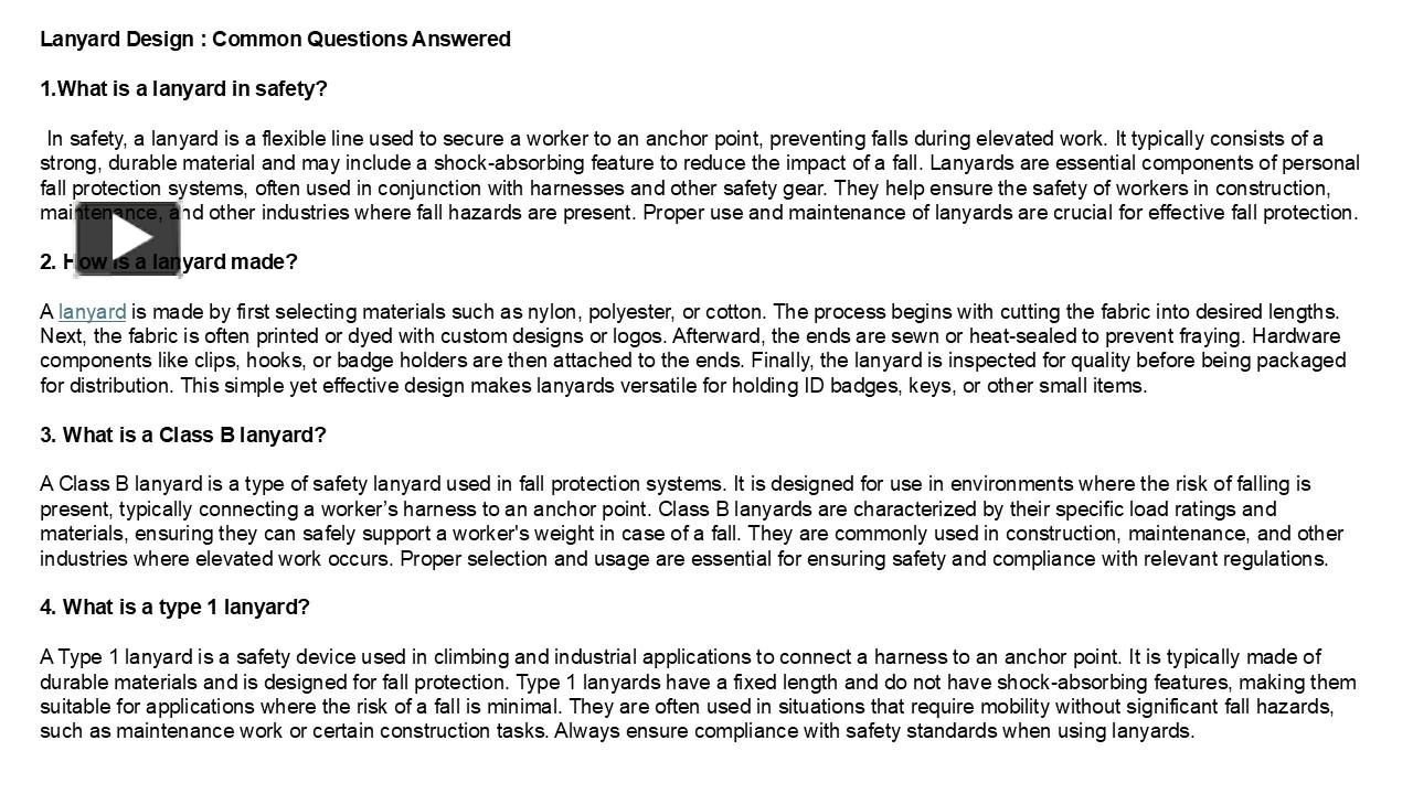 PPT – "Securing Safety: The Impact of Double Lanyards on Fall ...