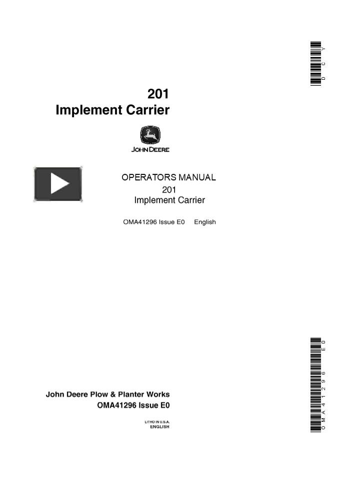 PPT – John Deere 201 Implement Carrier Operator’s Manual Instant ...