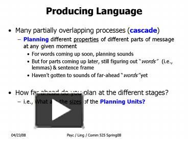 Producing Language presentation | free to view