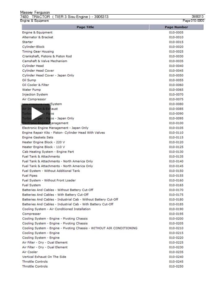 PPT – Massey Ferguson MF7480 TRACTOR (TIER 3 Sisu Engine) Parts ...