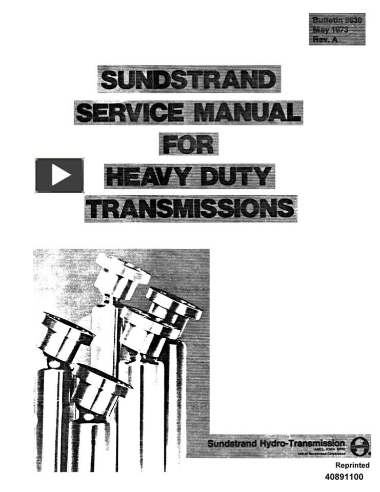 Sundstrand Service Manual for Heavy Duty Transmissions Instant Download ...