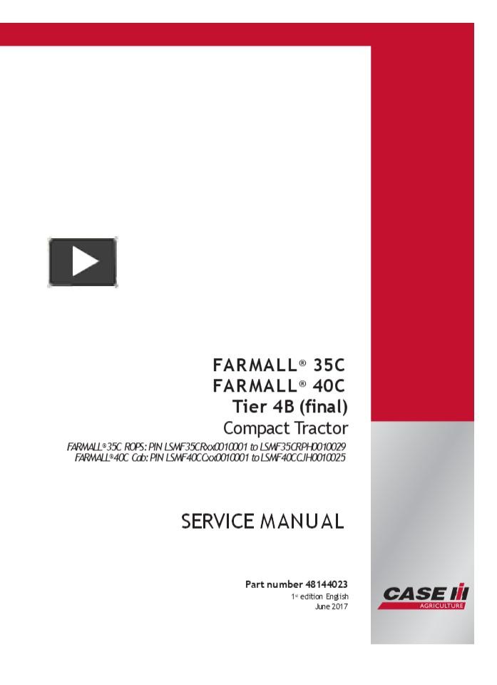 CASE IH FARMALL 30C Tier 4B (final) Compact Tractor Service Repair ...