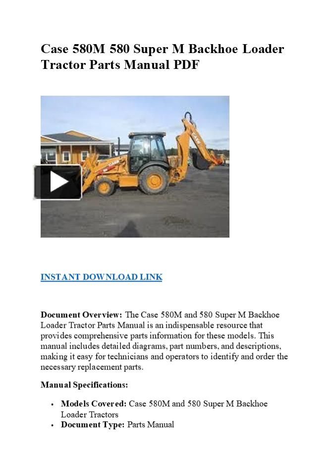 Case 580M 580 Super M Backhoe Loader Tractor Parts Manual PDF ...