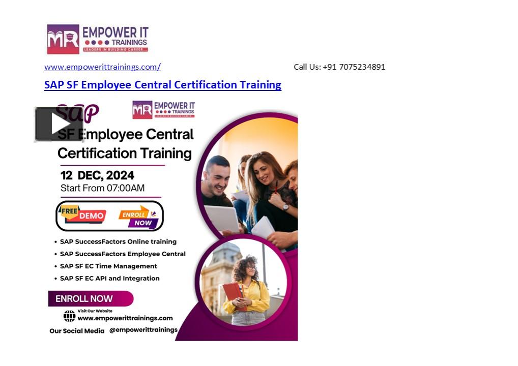 SAP SF Employee Central Certification Training presentation | free to ...