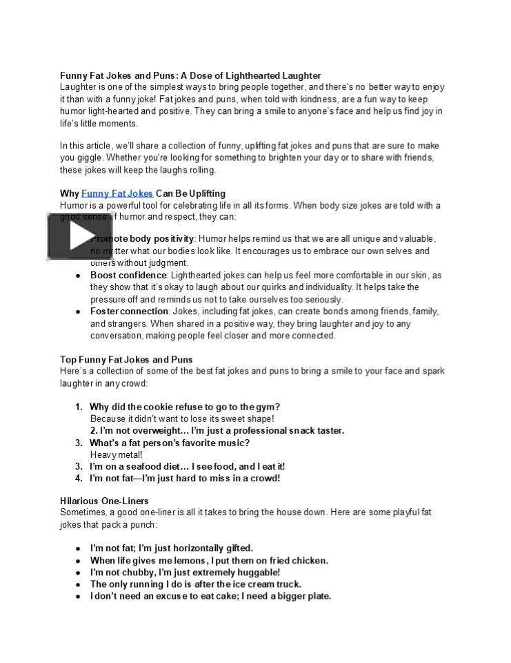 PPT – Laugh Out Loud with These Hilarious Fat Jokes and Puns PowerPoint ...