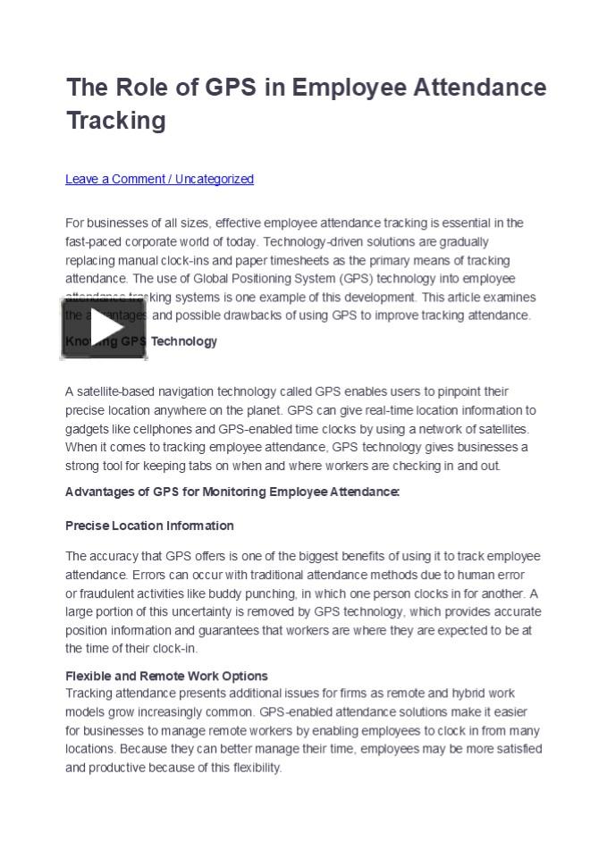 The Role of GPS in Employee Attendance Tracking presentation | free to ...