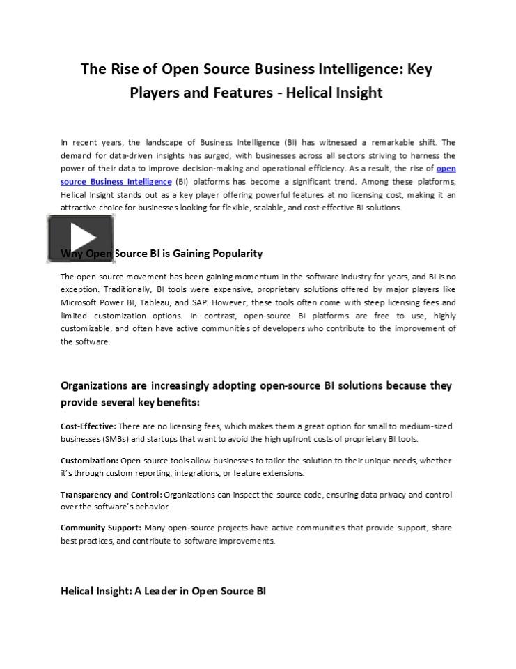 PPT – The Rise of Open Source Business Intelligence - Helical Insight ...