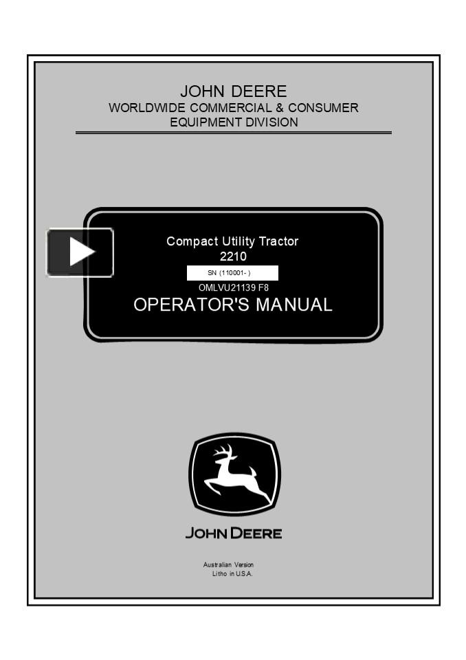 PPT – John Deere 2210 Compact Utility Tractor Operator’s Manual Instant ...