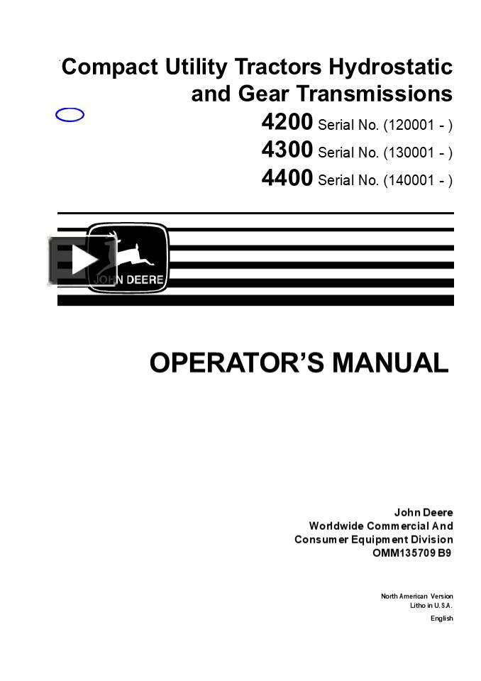 John Deere 4200 Compact Utility Tractors With Hydrostatic Transmission ...